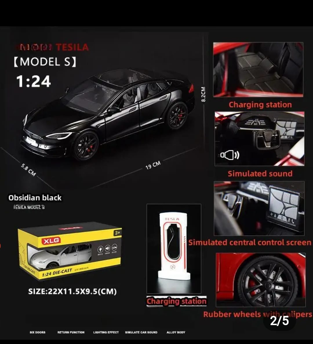 Macheta auto Tesla Model S (replica) 2021 Black scala 1/24 - Machete ...